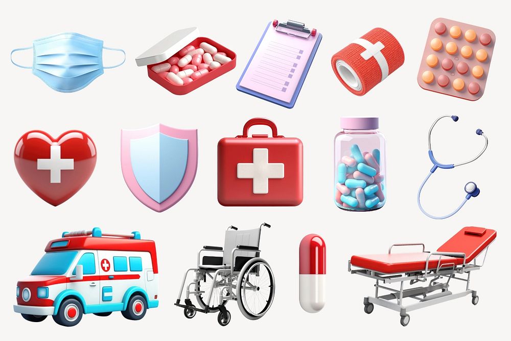 3D medical element set remix | Premium Editable Design - rawpixel