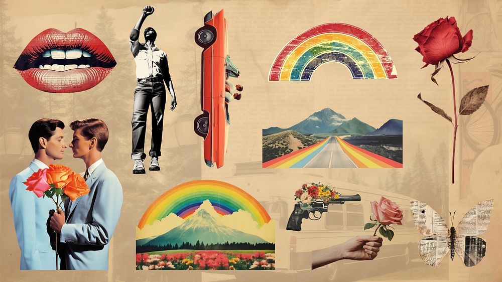 Vintage LGBTQ+ collage element set | Premium Editable Design - rawpixel