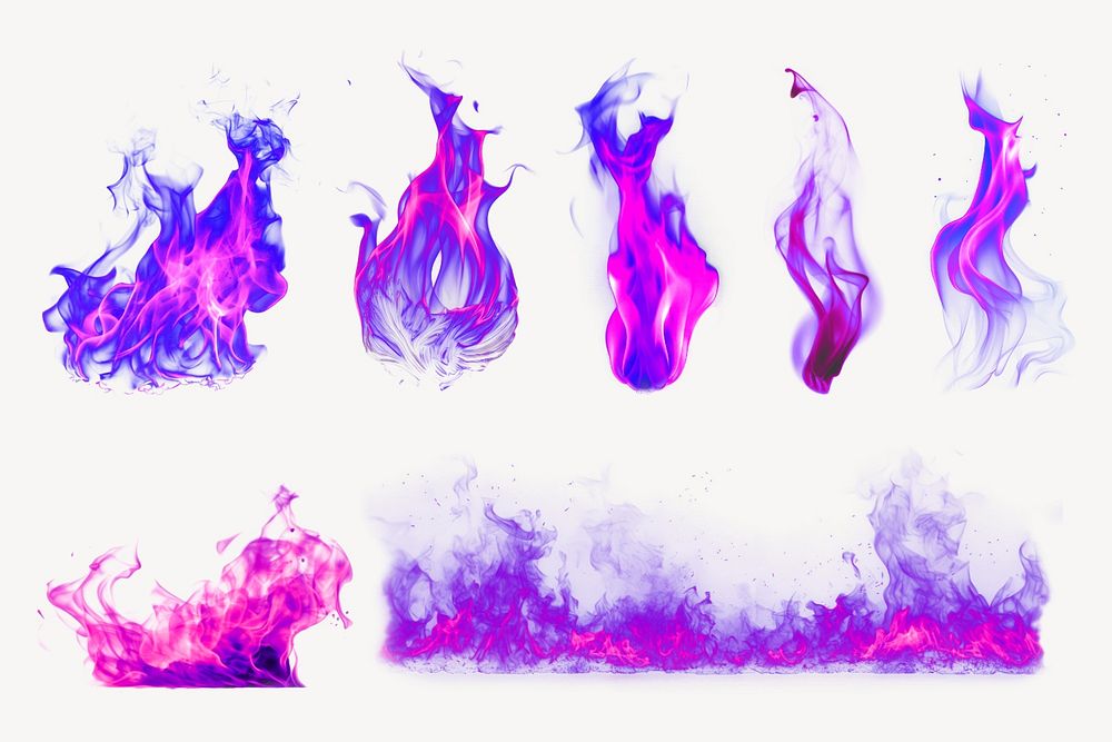 Purple flame isolated element set | Premium Editable Design - rawpixel
