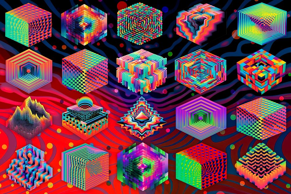 Editable Abstract psychedelic cubic shape | Premium Editable Design ...