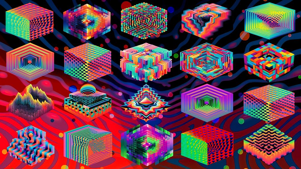 Editable Abstract psychedelic cubic shape | Premium Editable Design ...