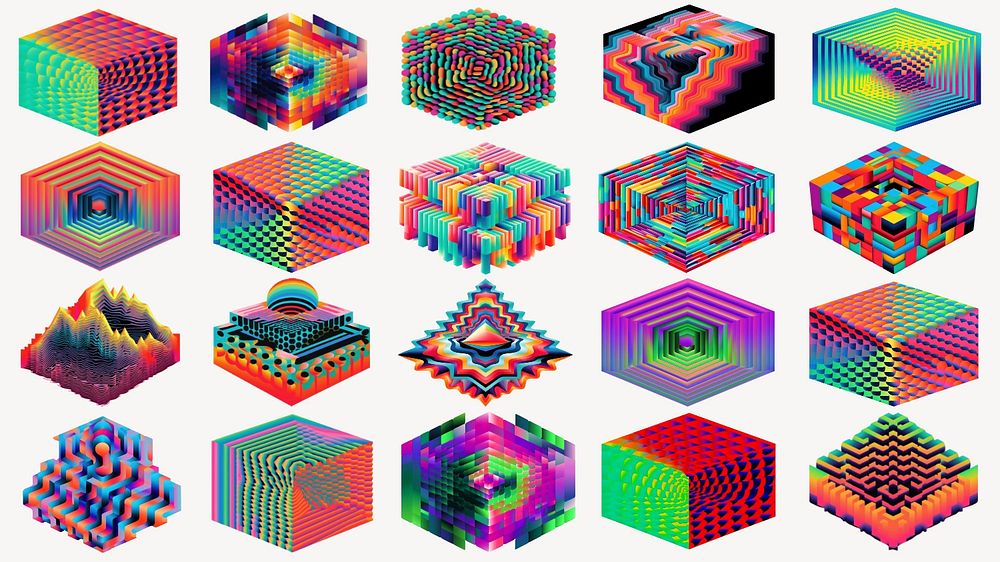 Editable Abstract psychedelic cubic shape | Premium Editable Design ...