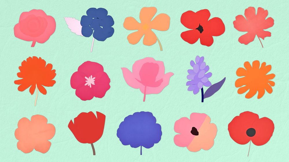Cute flowers isolated element set | Premium Editable Design - rawpixel