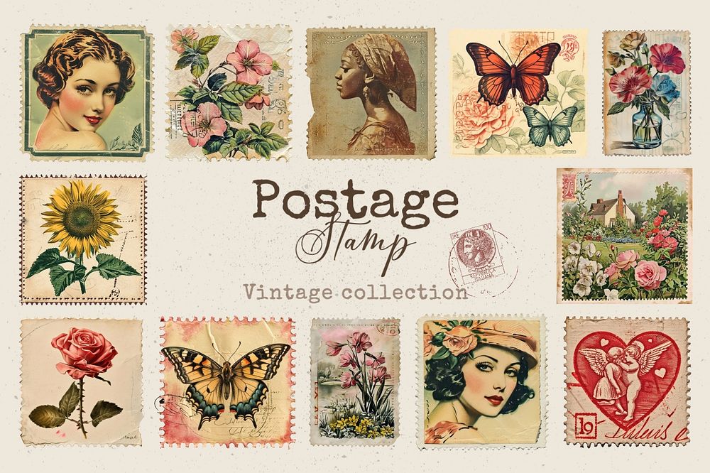 Vintage postage stamp element, editable | Premium Editable Design ...
