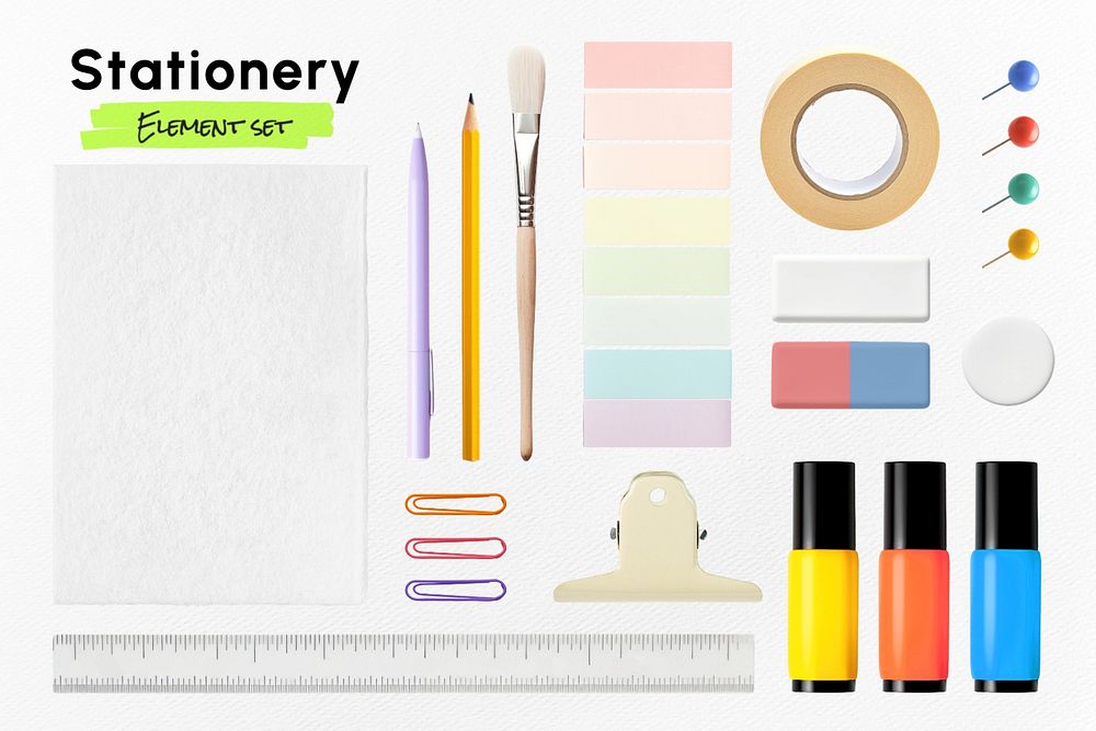 Stationary collection isolated element set | Premium Editable Design ...