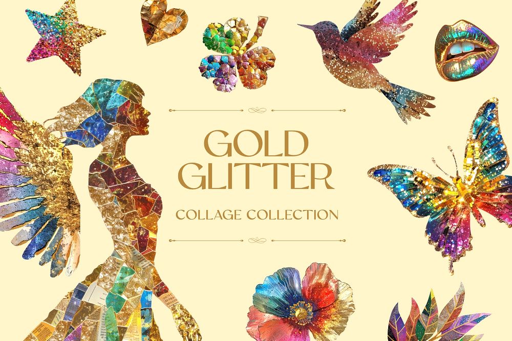 Gold glitter collage element, editable | Premium Editable Design - rawpixel