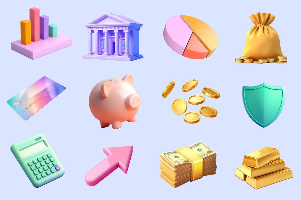 3d financial objects isolated element | Premium Editable Design - rawpixel