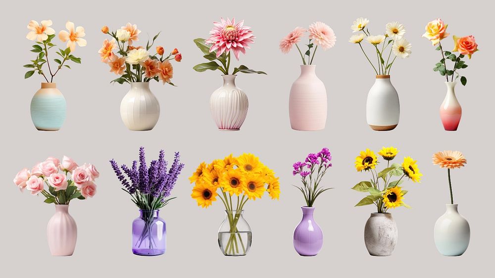 Flower vase isolated element set | Premium Editable Design - rawpixel