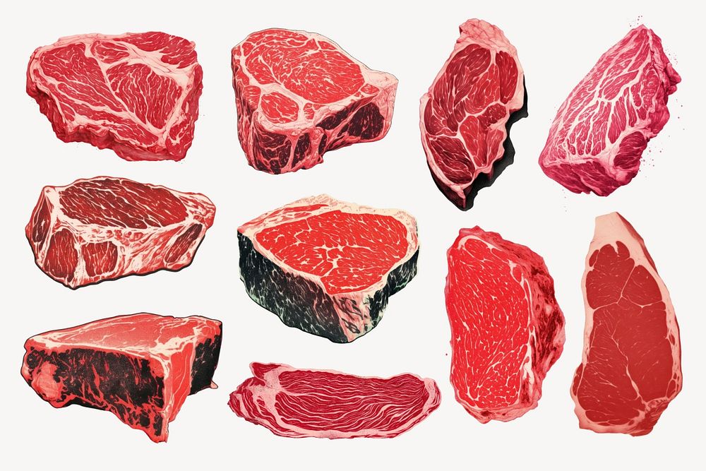 Silkscreen meat food element, editable | Premium Editable Design - rawpixel