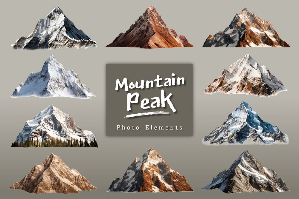 Mountain peak element set, editable | Premium Editable Design - rawpixel