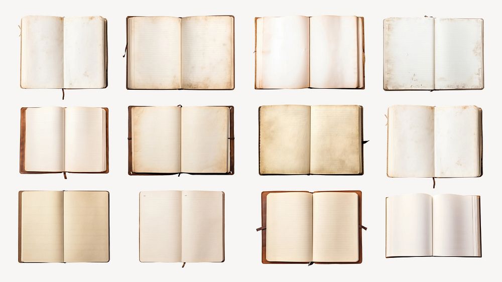 Vintage open notebook element set, | Premium Editable Design - rawpixel
