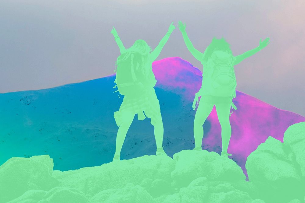 Backpacker friends hiking together, editable | Premium Editable Design ...