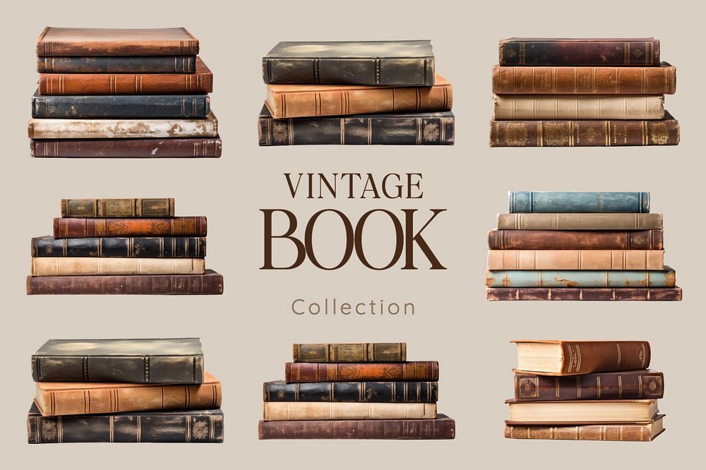 Vintage book element set, editable | Premium Editable Design - rawpixel