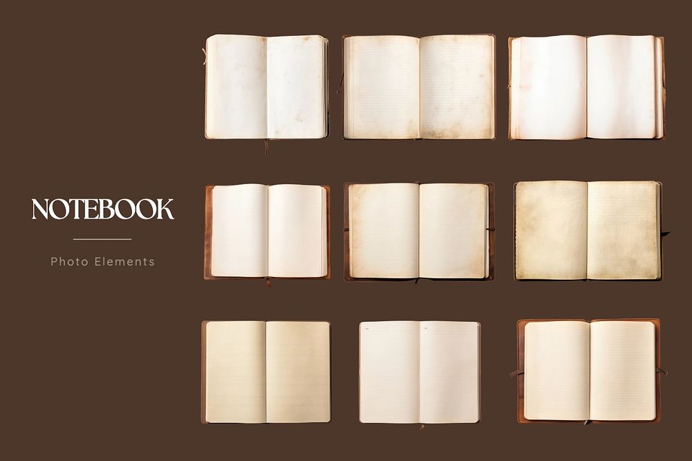 Vintage open notebook element set, | Premium Editable Design - rawpixel