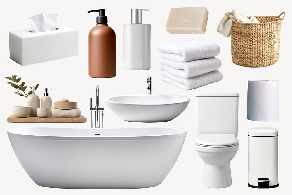 Minimal bathroom object element set | Premium Editable Design - rawpixel