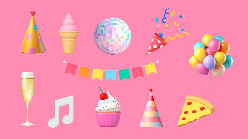 3D celebration party element set, | Premium Editable Design - rawpixel