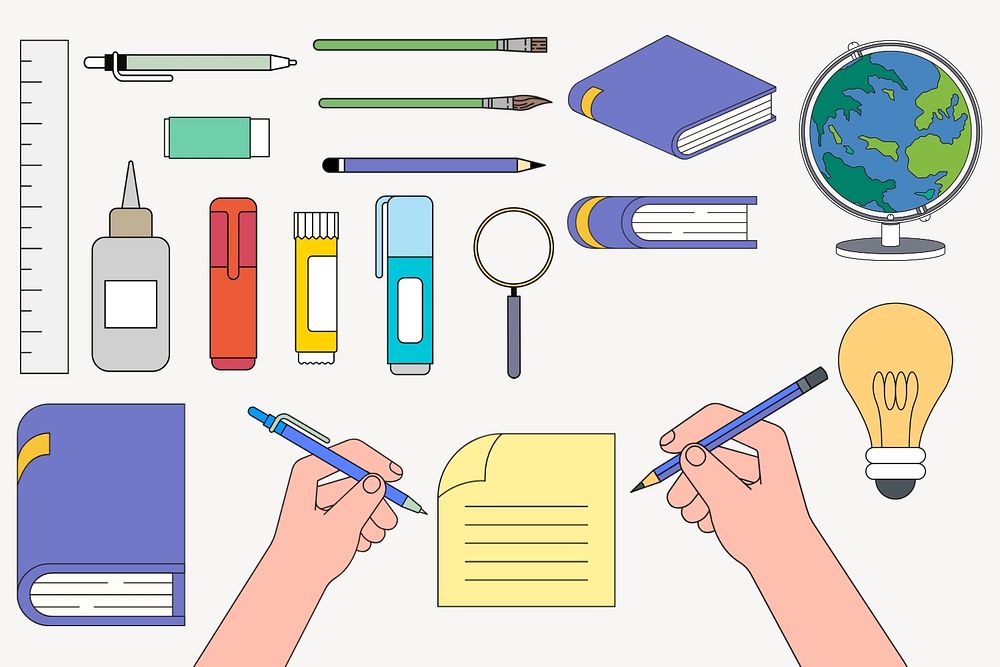 Editable study material set | Premium Editable Design - rawpixel