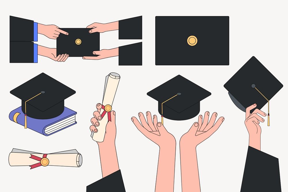 Editable graduation set | Premium Editable Design - rawpixel