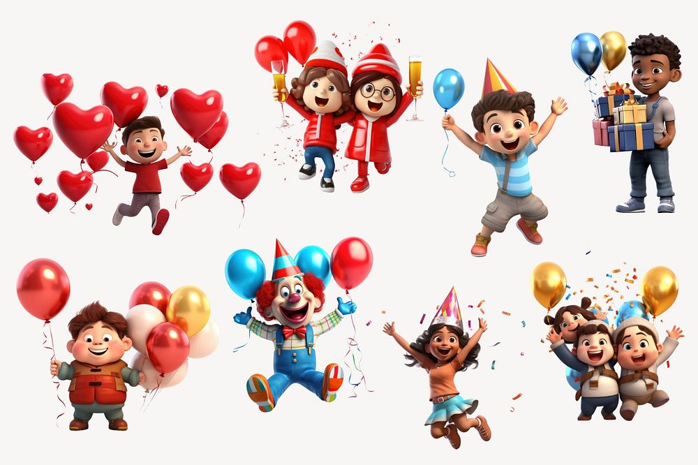 3D celebrating people element set, | Premium Editable Design - rawpixel