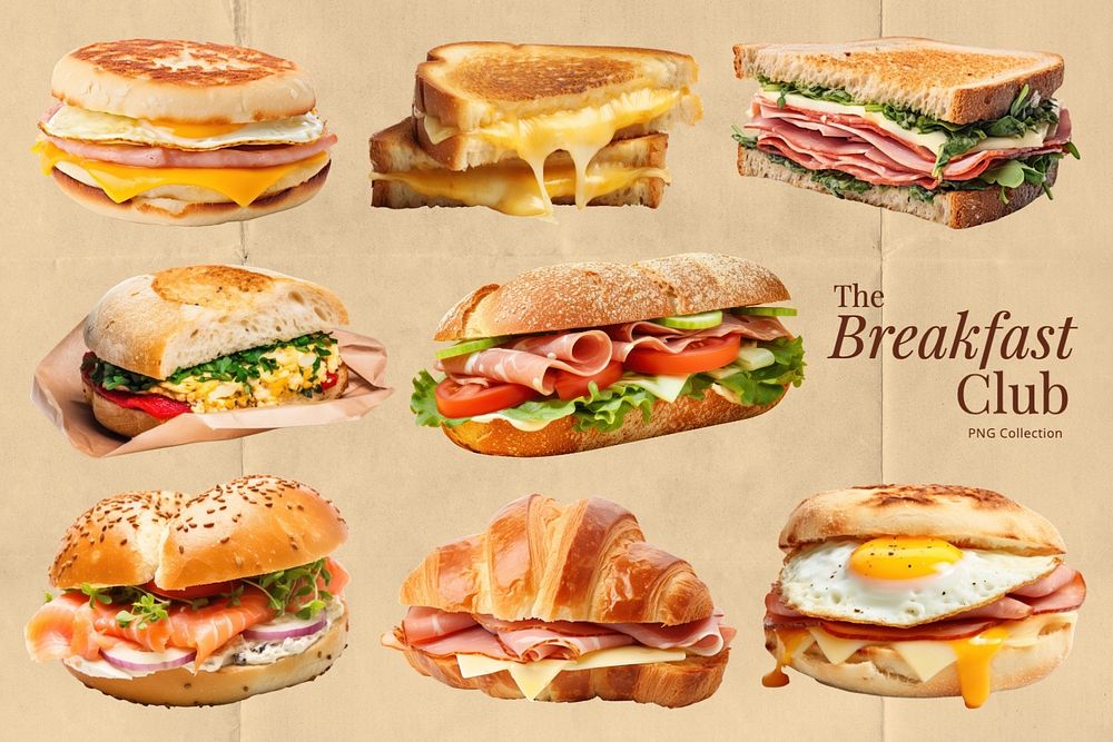 Breakfast sandwich club element set, | Premium Editable Design - rawpixel