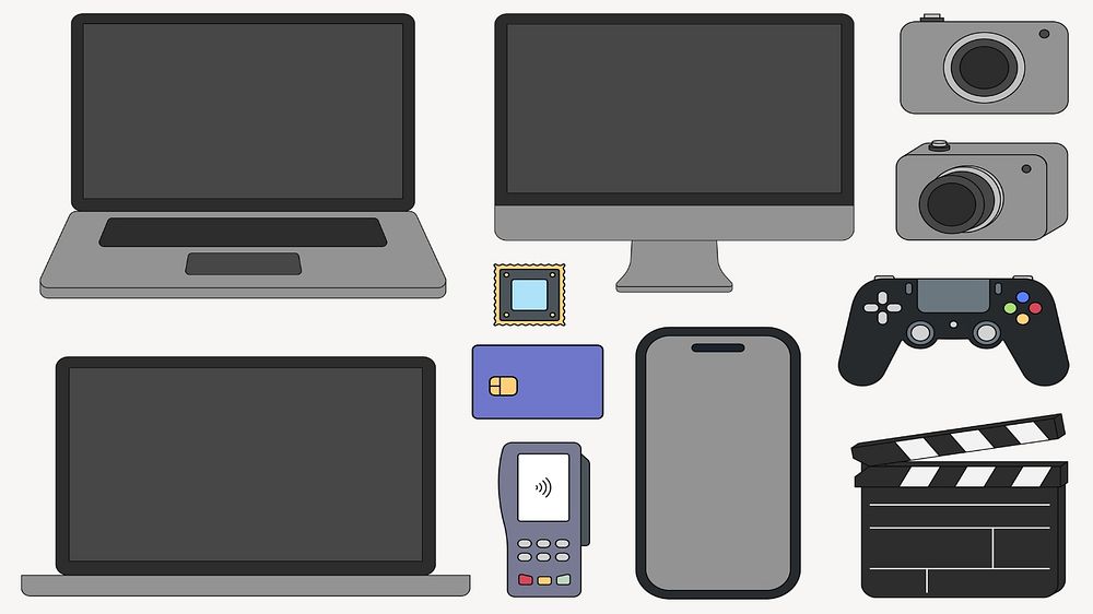 Digital device element set, editable | Premium Editable Design - rawpixel
