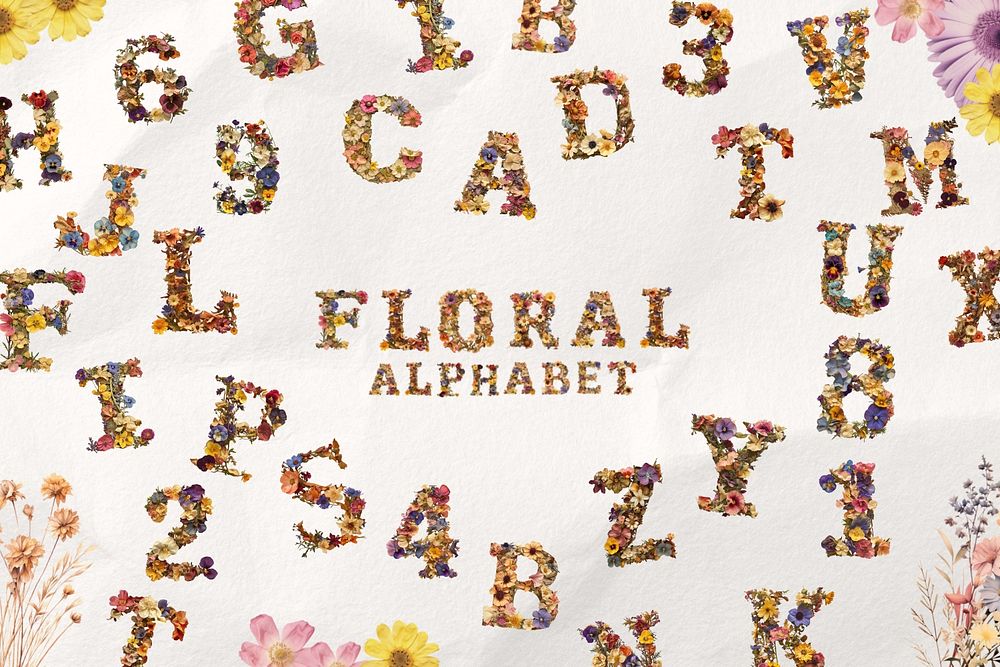 Floral alphabets Pinterest banner | Premium Editable Design - rawpixel