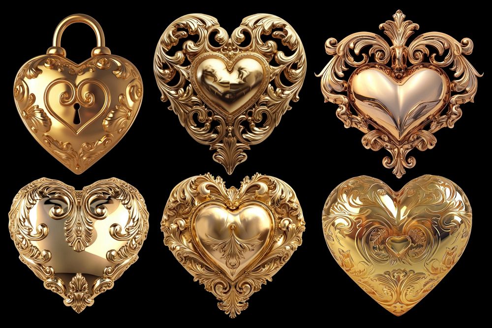 Rococo heart element set, editable | Premium Editable Design - rawpixel