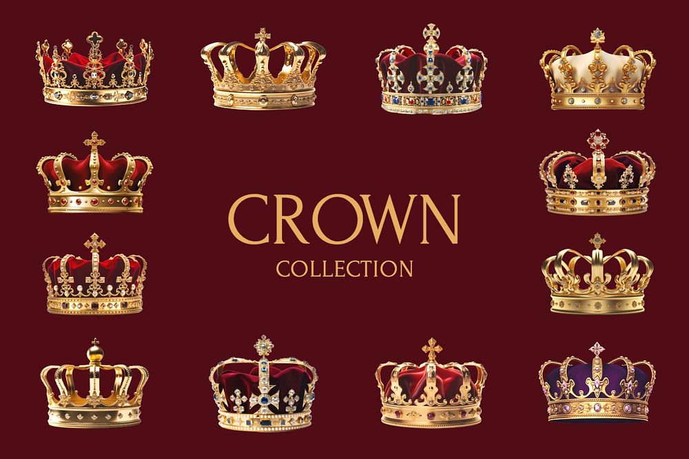 Crown element set, editable design | Premium Editable Design - rawpixel