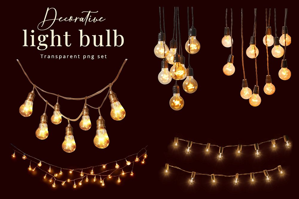 Decorative light bulb element set, | Premium Editable Design - rawpixel