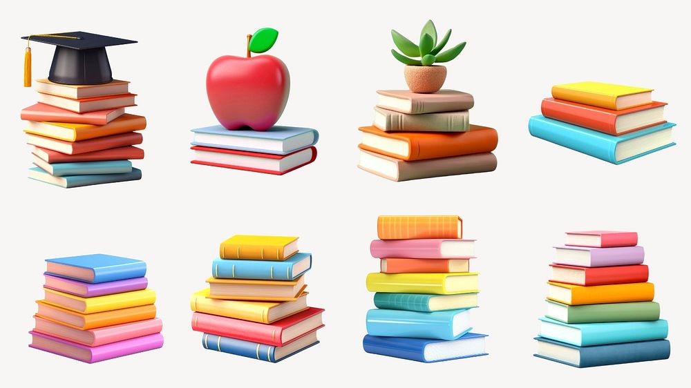 3d books stack education element | Premium Editable Design - rawpixel