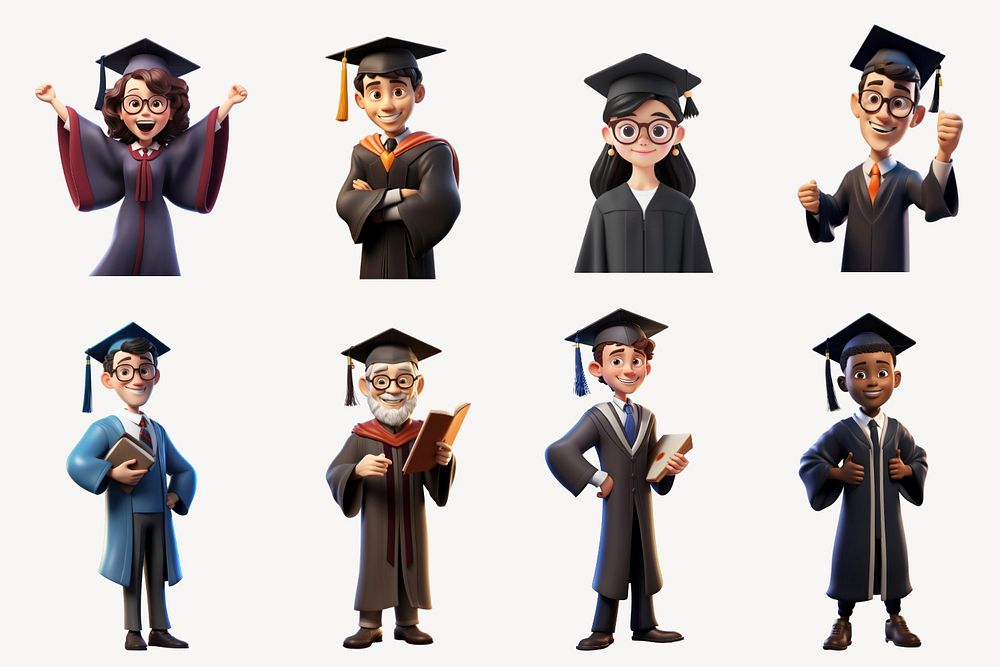 3D education graduation character set | Premium Editable Design - rawpixel