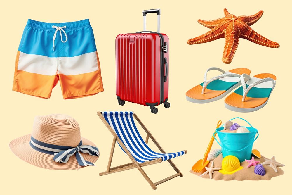Summer vacation essential set, editable | Premium Editable Design ...
