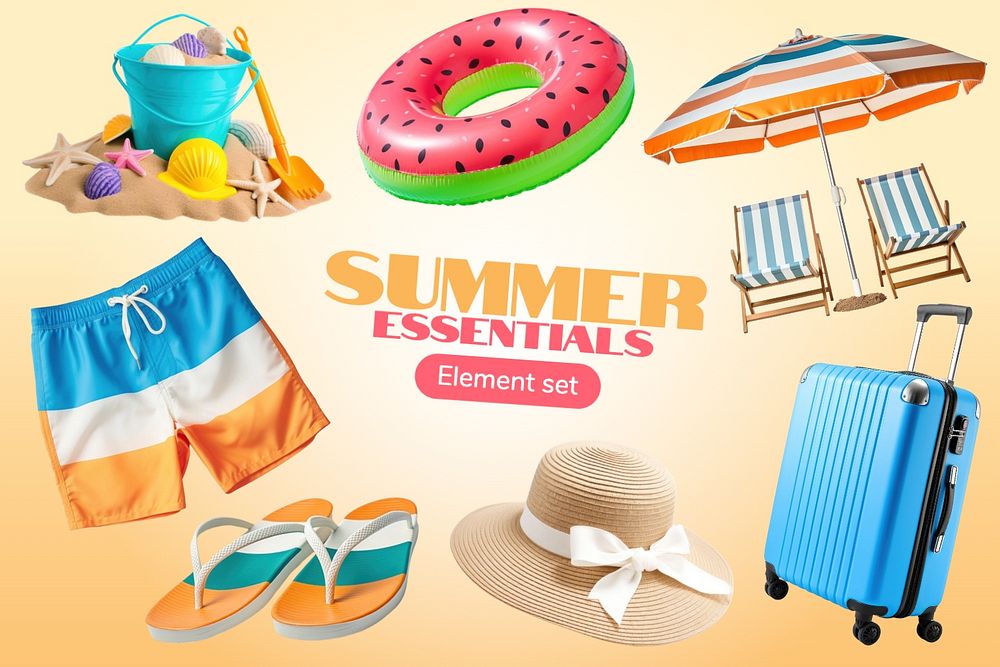 Summer vacation essential set, editable | Premium Editable Design ...