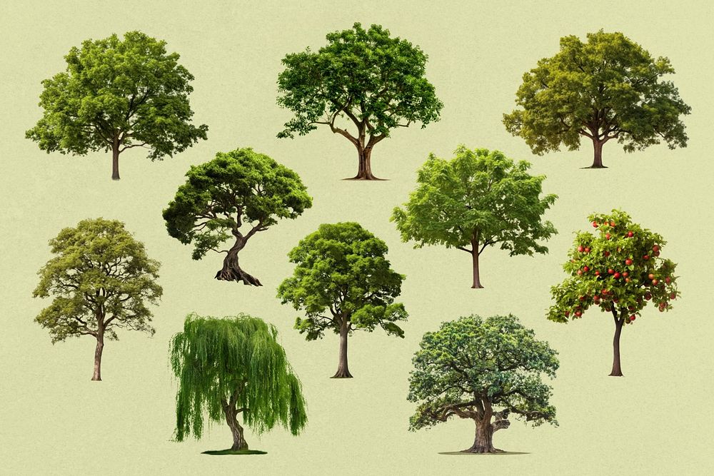 Green tree set, editable design | Premium Editable Design - rawpixel