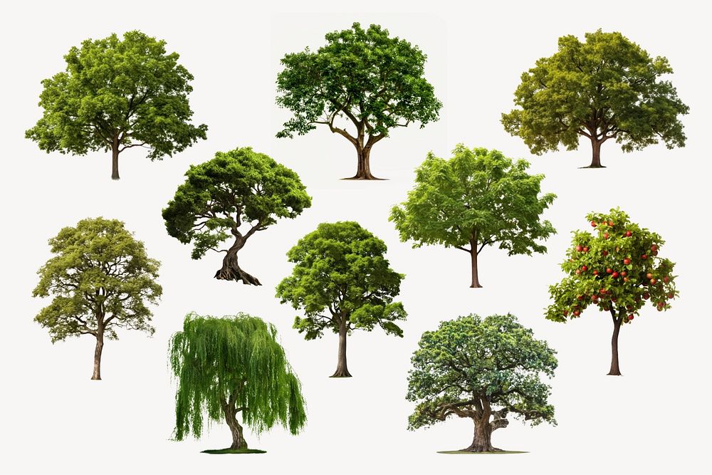 Green tree set, editable design | Premium Editable Design - rawpixel