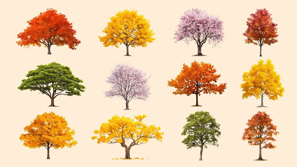 Autumn tree set, editable design | Premium Editable Design - rawpixel