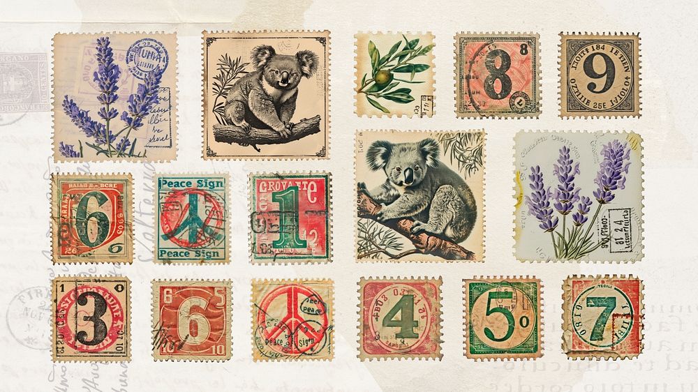 Vintage postage stamp set, editable | Premium Editable Design - rawpixel
