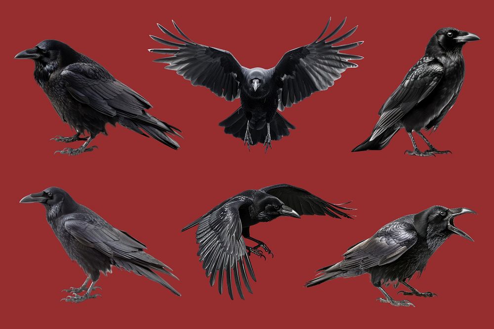 Raven bird set, editable design | Premium Editable Design - rawpixel