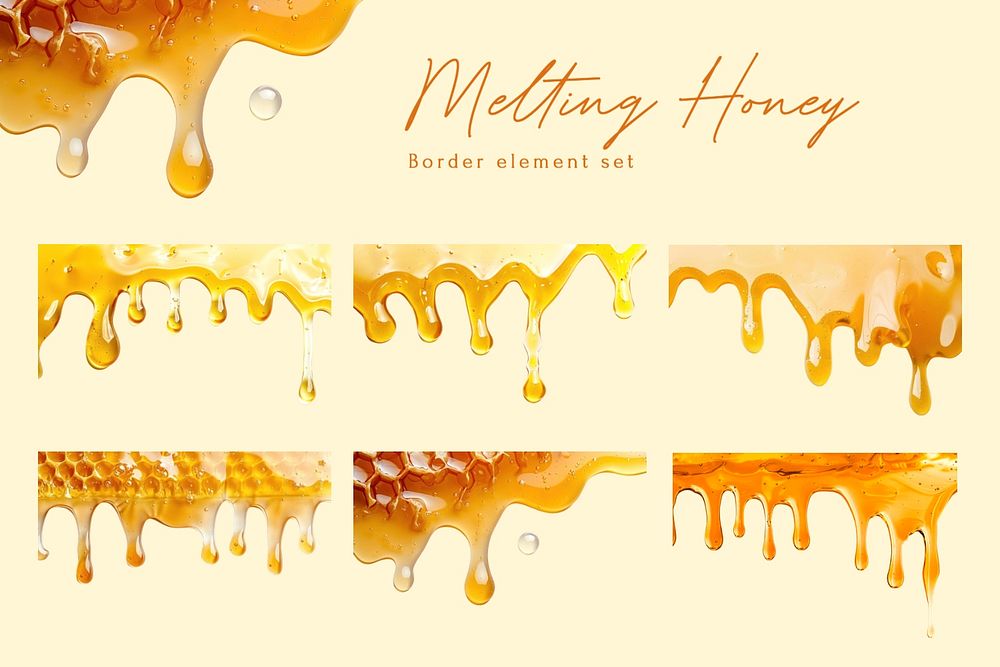 Melting honey border set, editable | Premium Editable Design - rawpixel