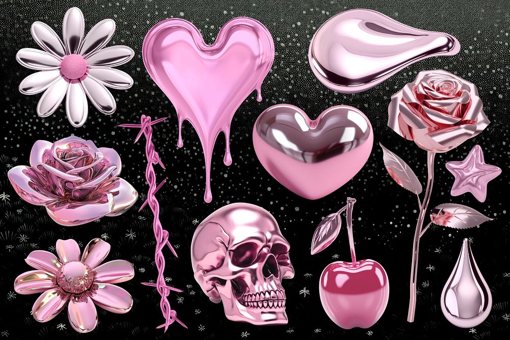 Editable 3d pink chrome shape | Premium Editable Design - rawpixel