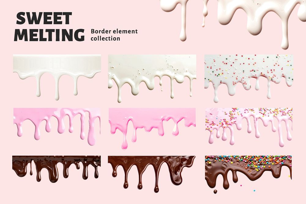 Melting sweet border set, editable | Premium Editable Design - rawpixel