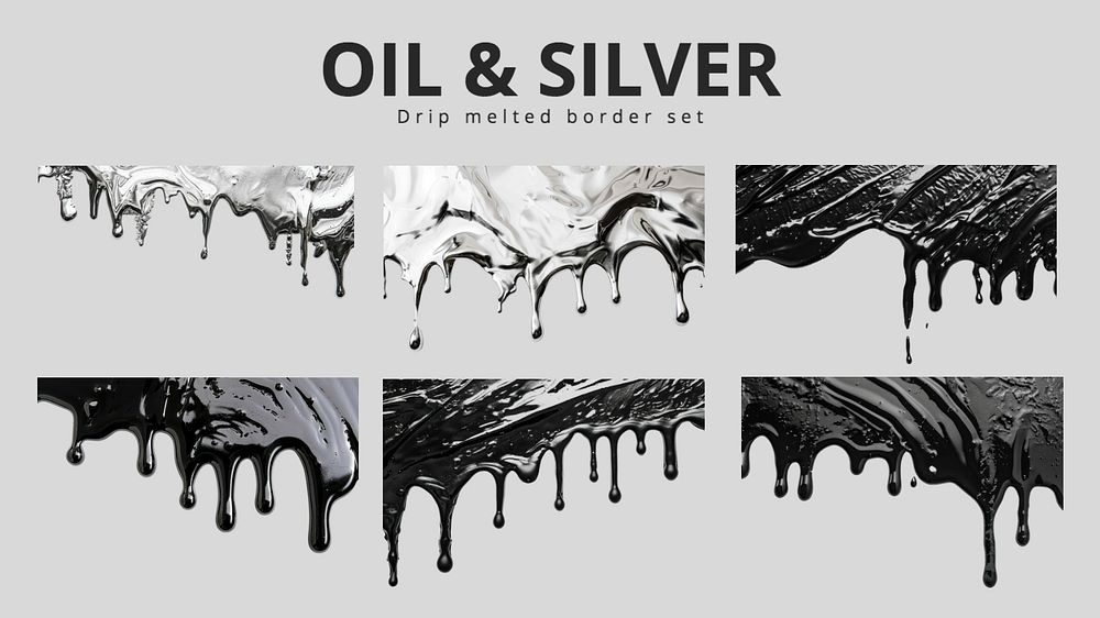 Melting oil & silver border | Premium Editable Design - rawpixel