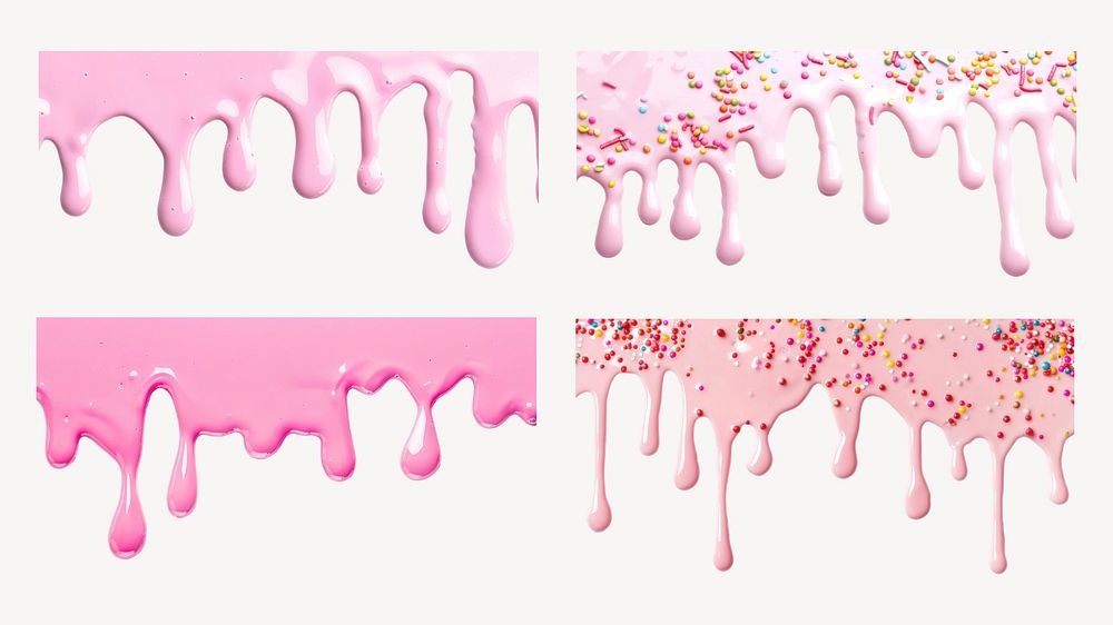 Melting strawberry milk border set, | Premium Editable Design - rawpixel