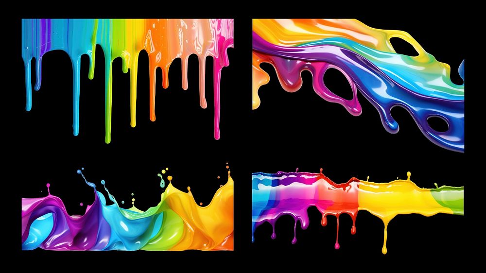 Colorful melting border set, editable | Premium Editable Design - rawpixel