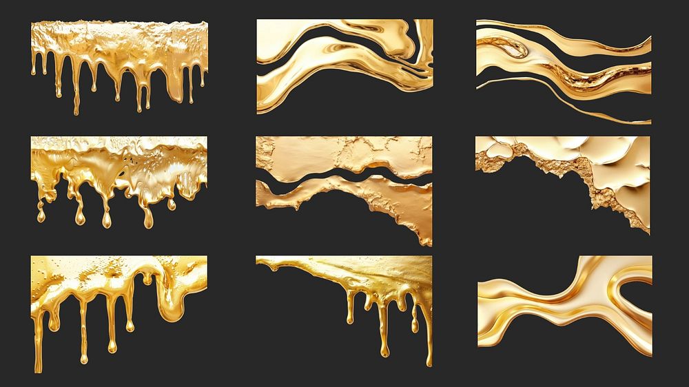 Melting gold border set, editable | Premium Editable Design - rawpixel