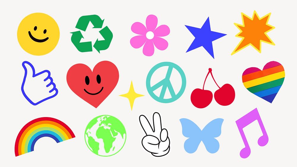 Cool sticker element set, editable | Premium Editable Design - rawpixel