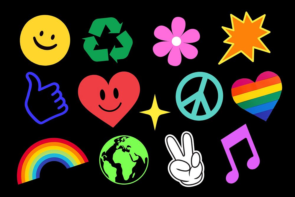 Cool sticker element set, editable | Premium Editable Design - rawpixel