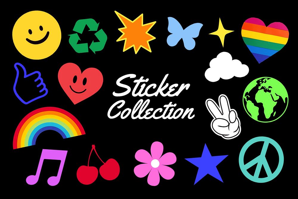 Cool sticker element set, editable | Premium Editable Design - rawpixel