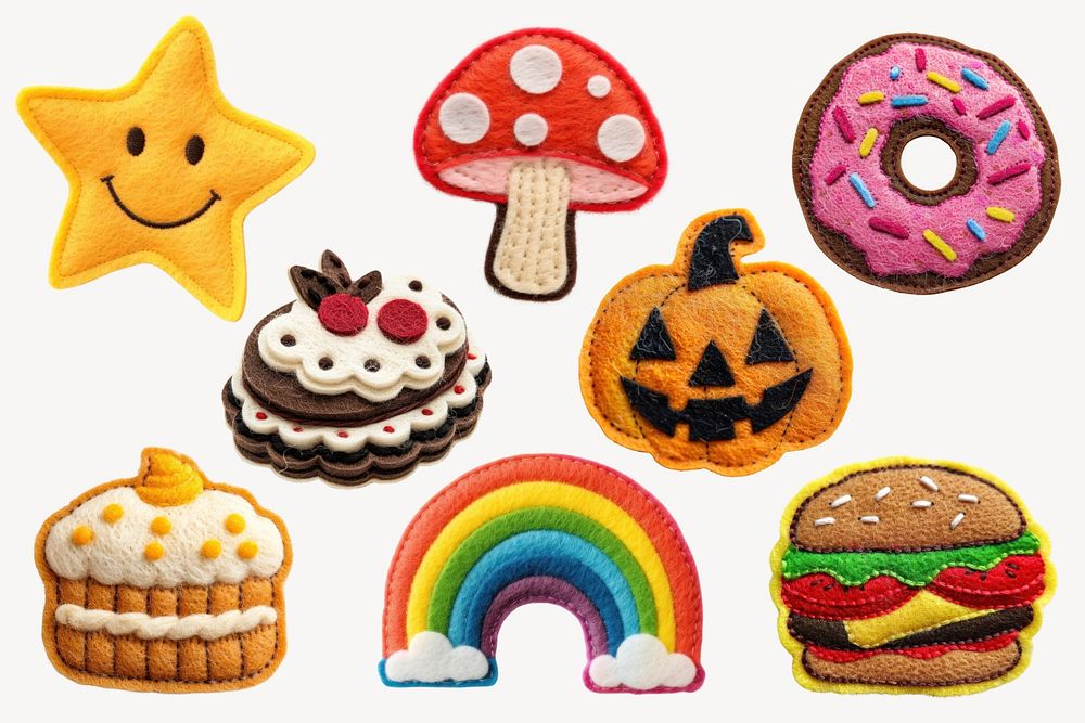 Cute felt sticker set, editable | Premium Editable Design - rawpixel