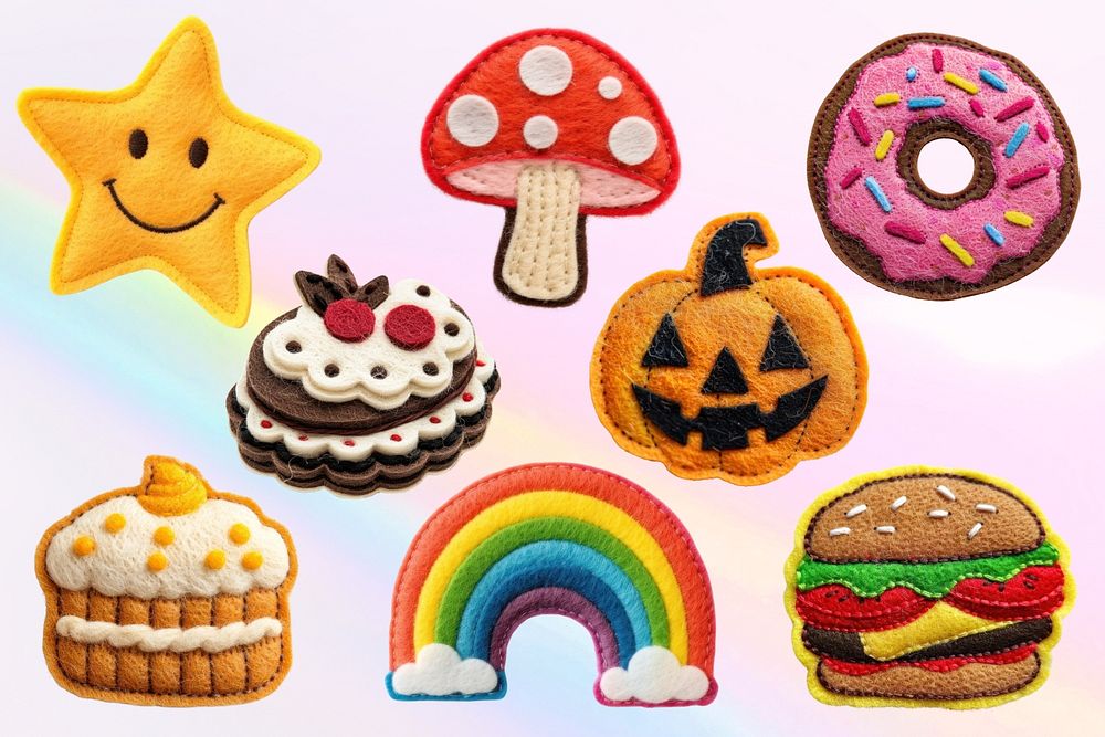 Cute felt sticker set, editable | Premium Editable Design - rawpixel